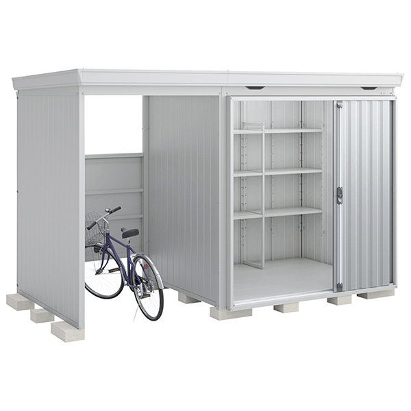 イナバ物置 フォルタウィズ FW-15K+2218H 左側開放スペース ハイルーフ 一般型 プラチナシルバー[製品5年保証]の激安販売 | 中・大型物置の通販なら環境生活